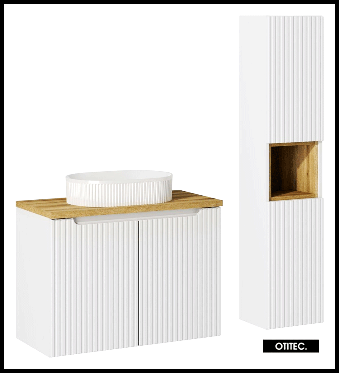 Juego de muebles de baño - 80 cm - Roble/Blanco - Con lavabo para ...