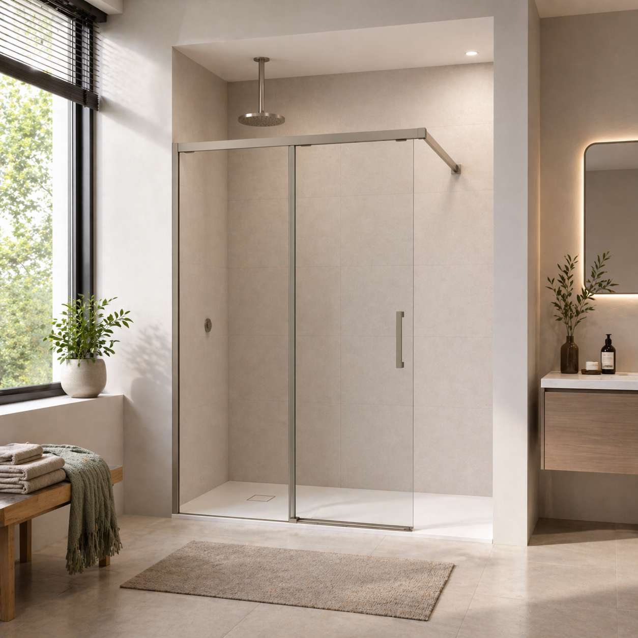 Paroi de douche CASTEL 125x195 cm 1 coulissant + 1 fixe - transparent ...