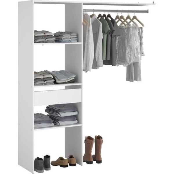 Kit dressing ARTIC EKIPA - Blanc mélaminé - 1 penderie + 1 tiroir ...