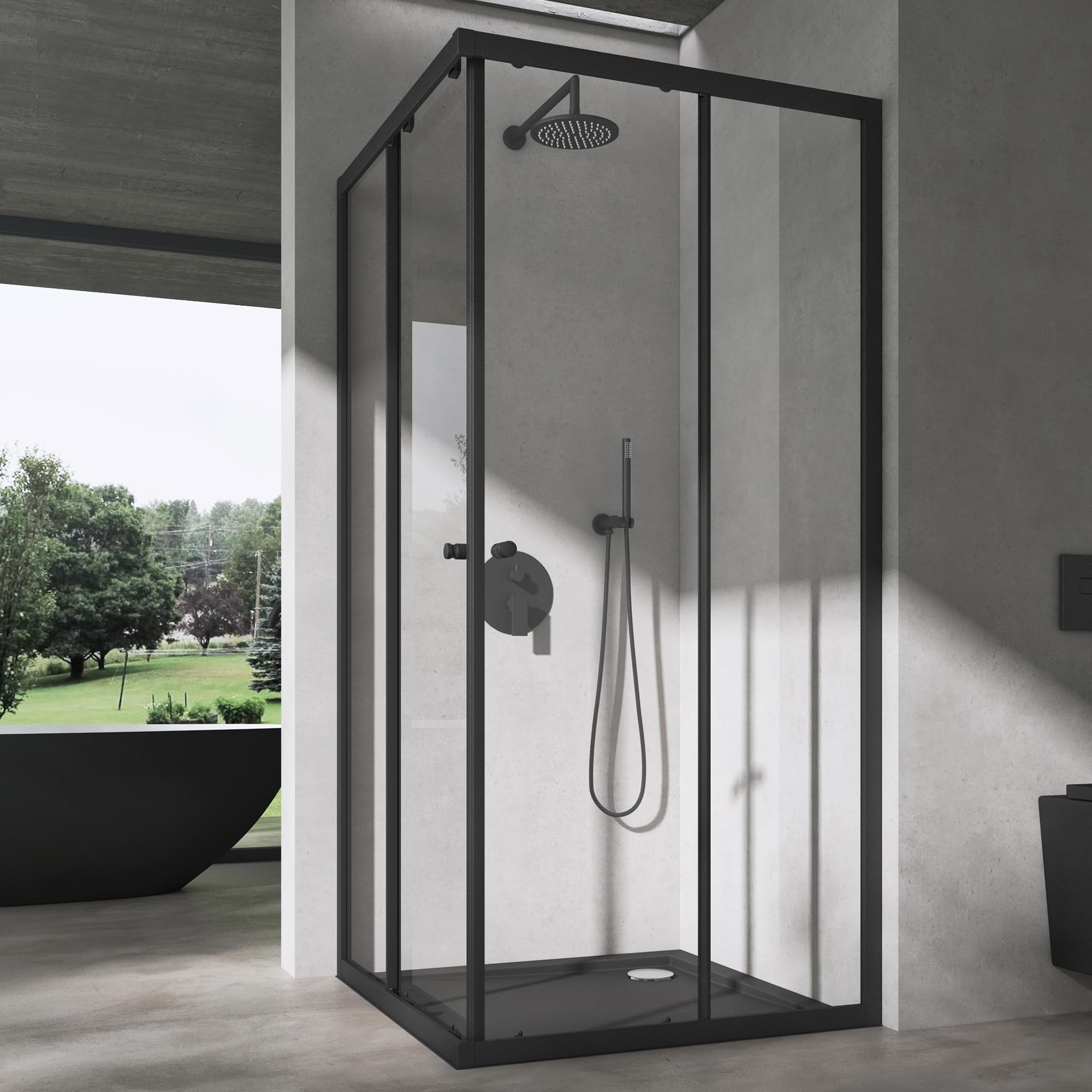 Doporro Cabine de Douche Noir en Angle Transparent 80x100cm Paroi de ...