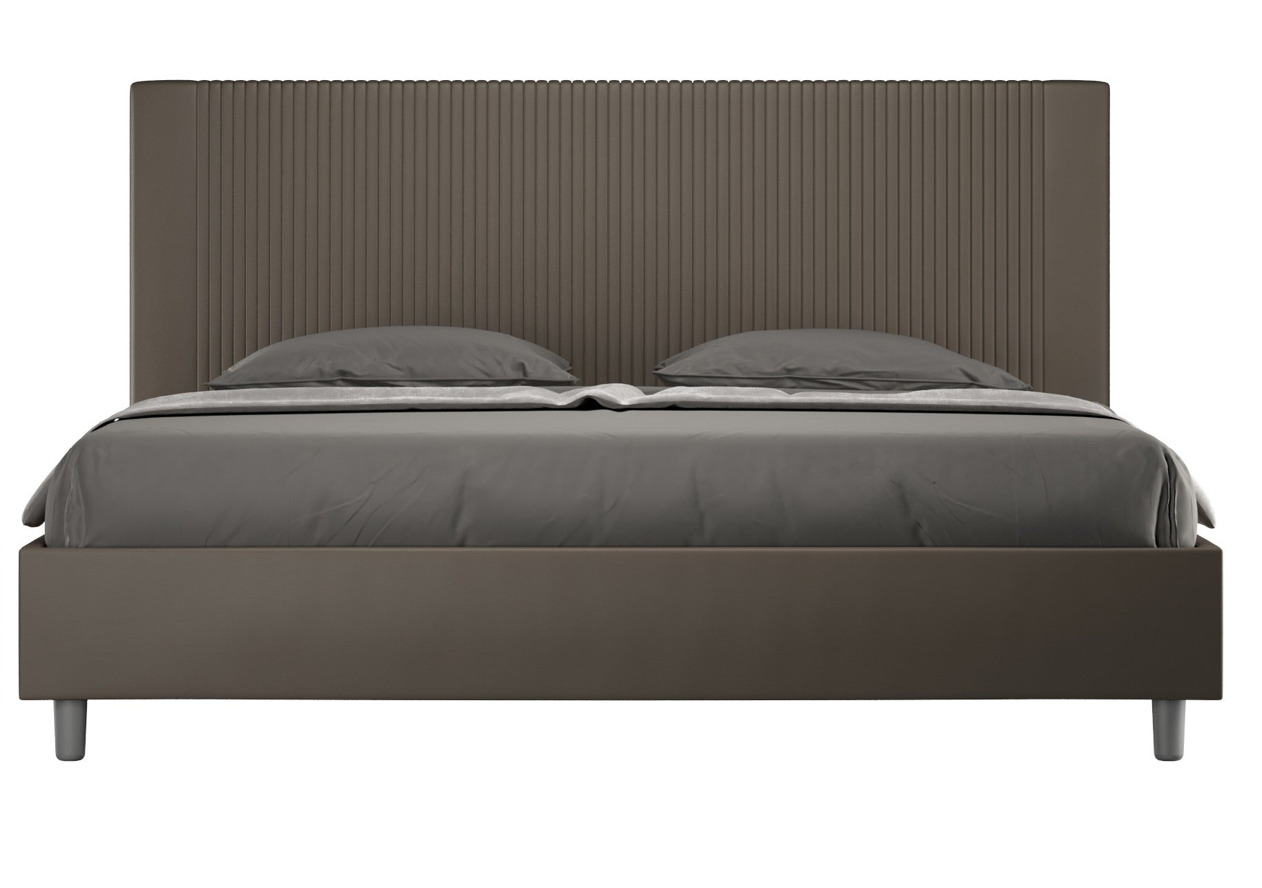 Lit moderne avec tête de lit rayures verticales matelassé simili cuir ...