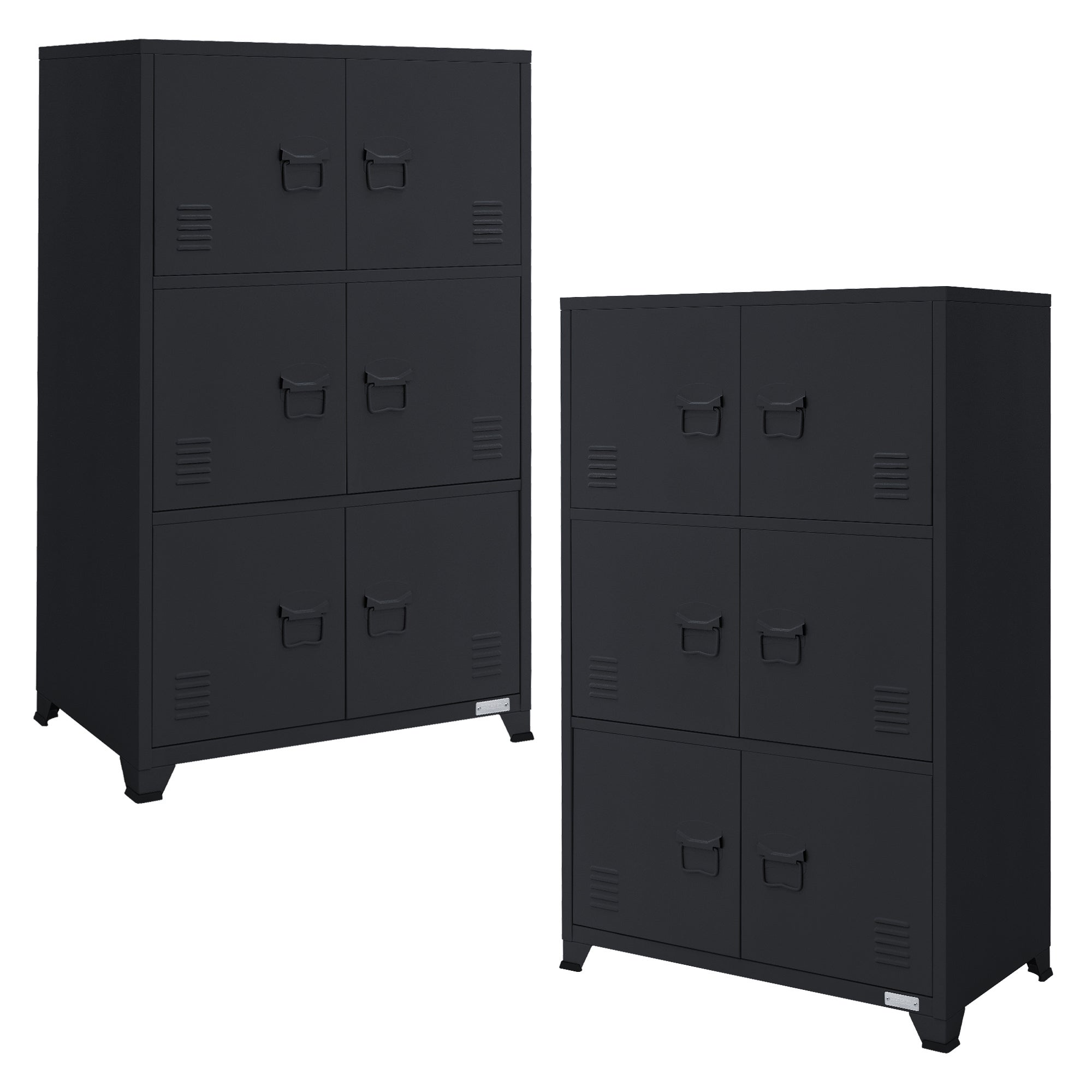 Lot de 2 armoires de bureau Armoire à dossiers en acier avec étagères ...