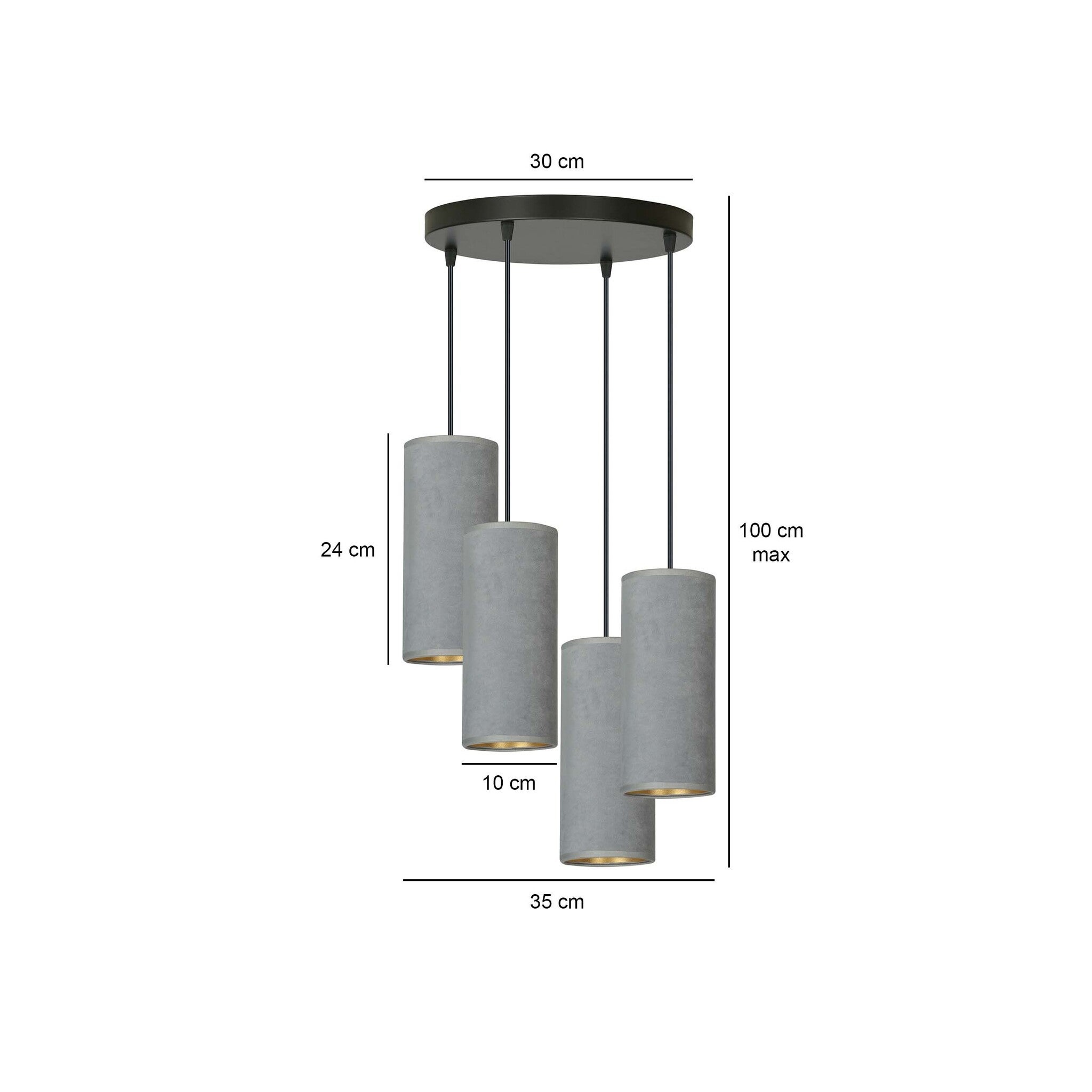 Nordfyn grande suspension ronde avec 4 tubes gris 4x E27 | Leroy Merlin