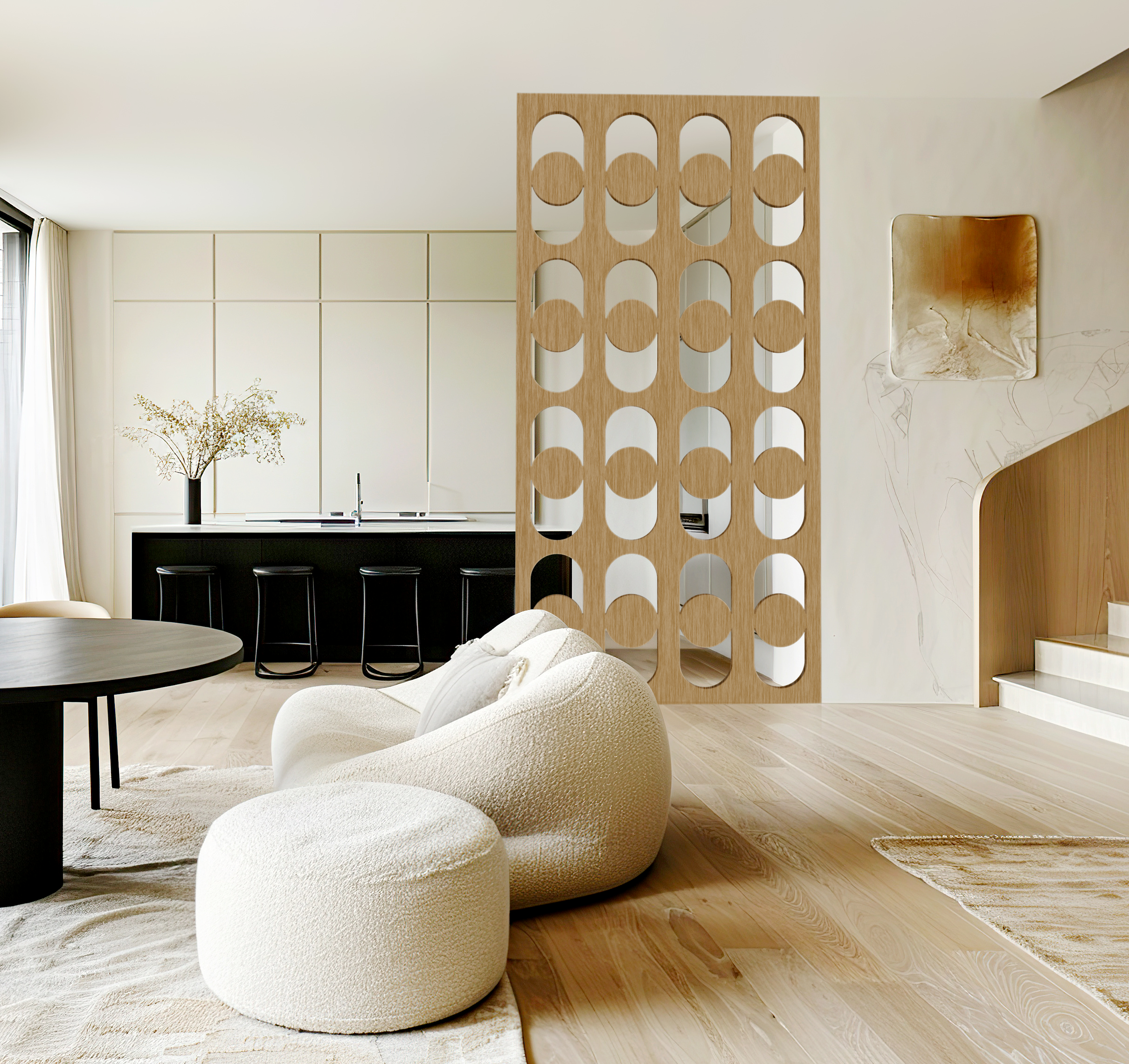 Cloison amovible de séparation : Type Claustra décorative Groovy Chêne ...