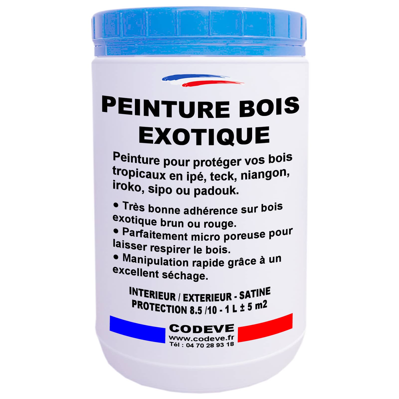 Peinture Bois Exotique - 1 L - Codeve Bois - 5023 - Bleu distant - Pour ...
