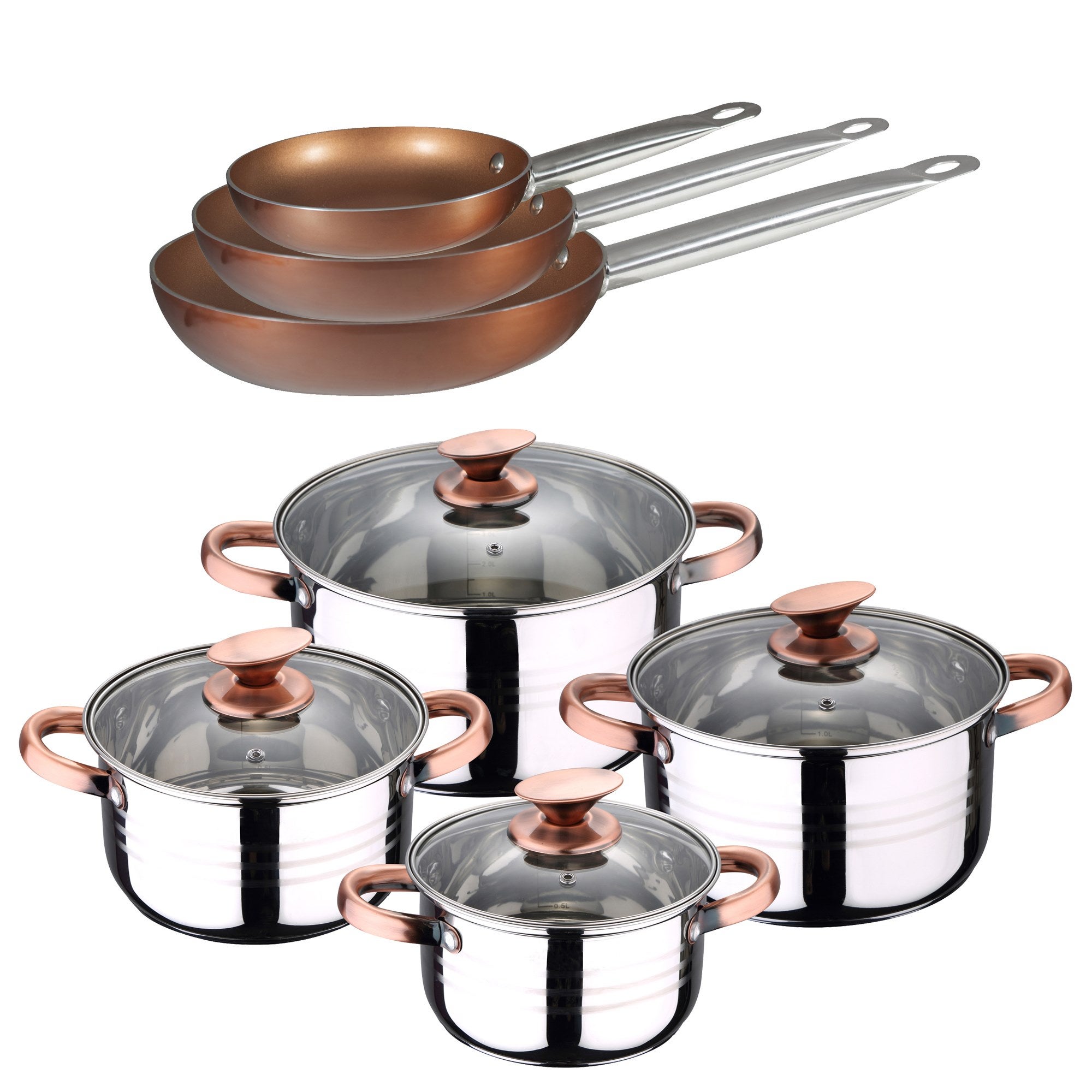 Set Pentole 8 pz SIP + Set 3 Pentole Professional Chef Copper Plus 20 ...
