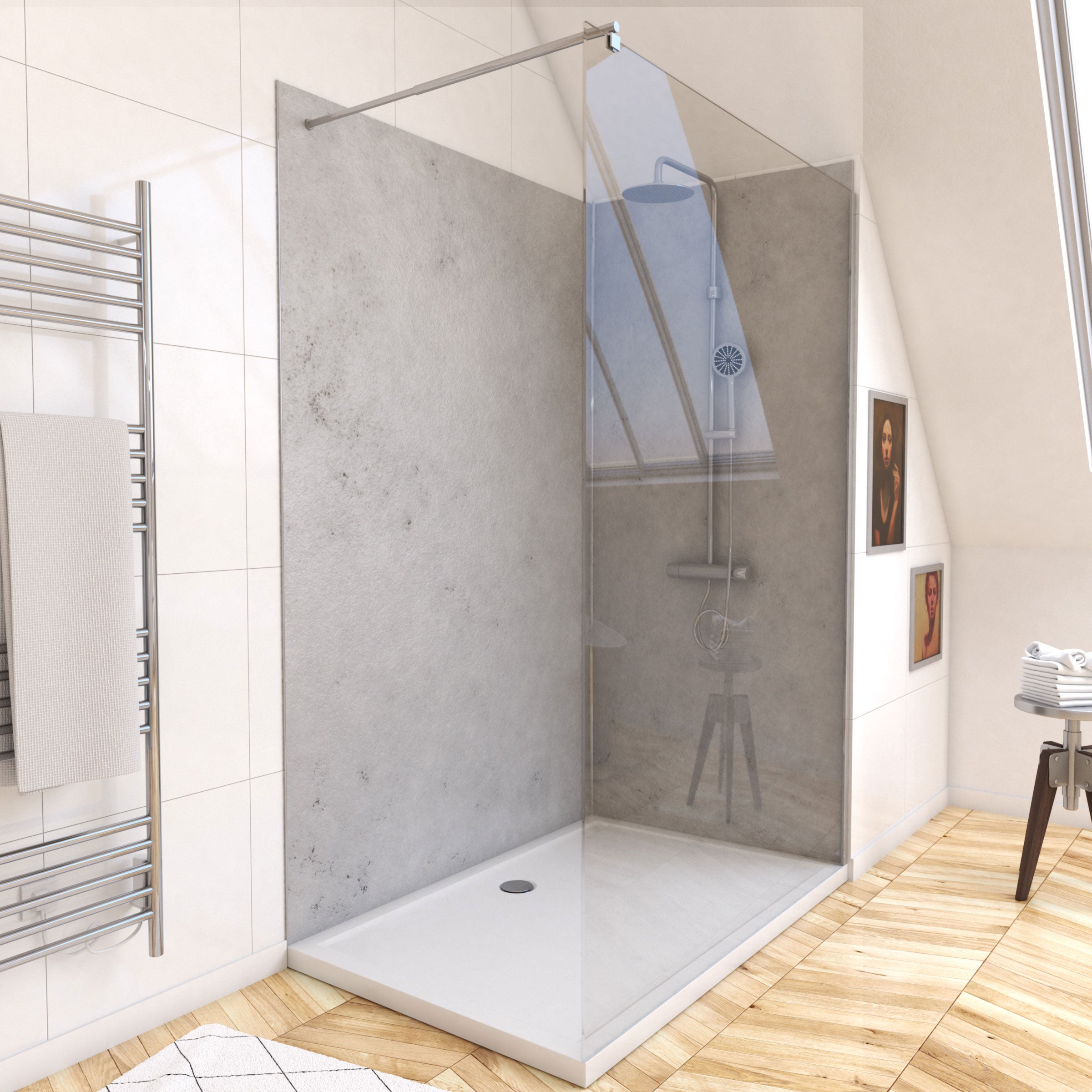 Pack de 2 Panneaux Muraux Pierre Light Grey 90+120x210 cm avec Profilés ...