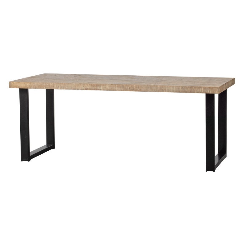 Table à manger 90x200cm en bois et métal noir PUPULE | Leroy Merlin
