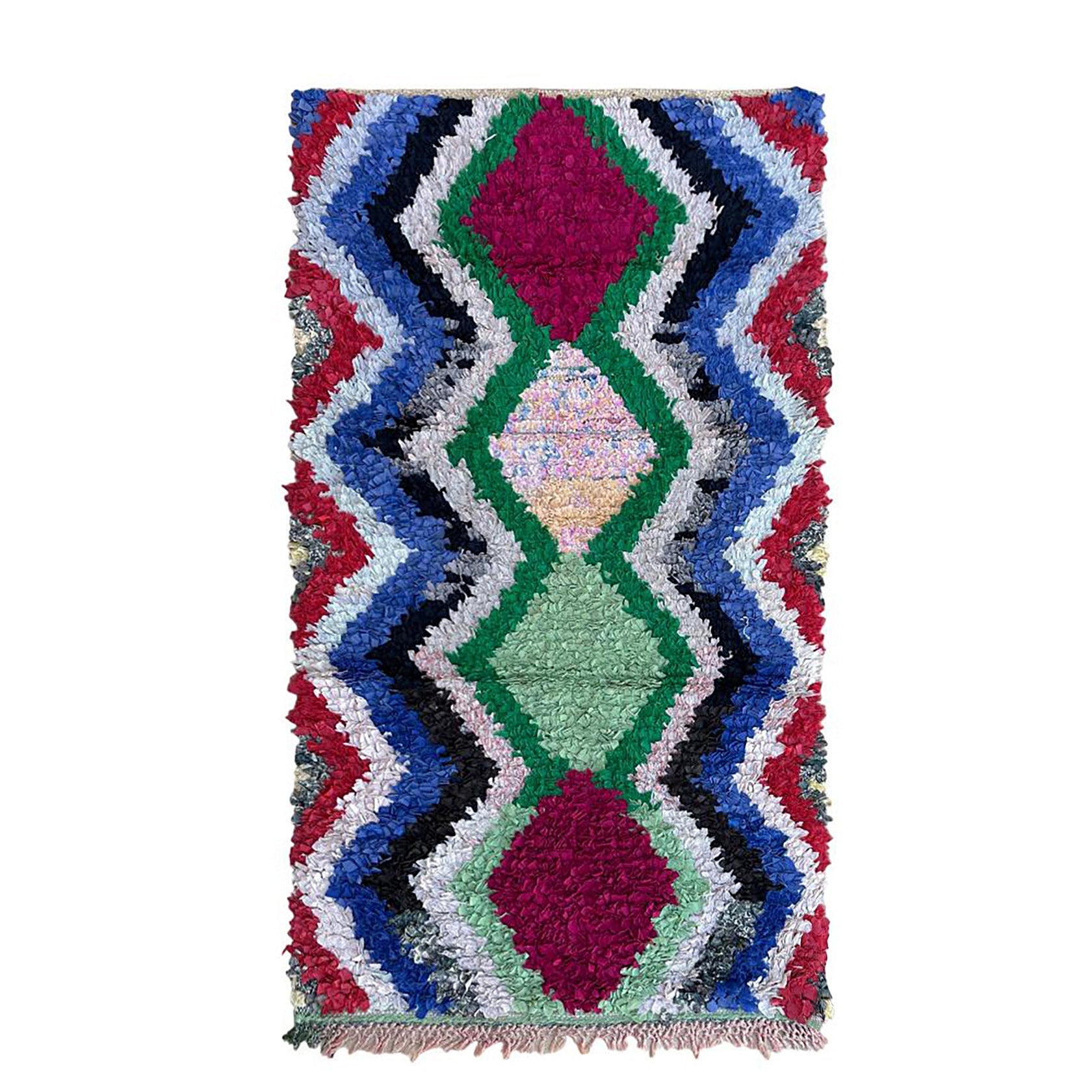 Tapis Berbere marocain en textiles recyclés 89 x 172 cm 89 x 172 cm ...