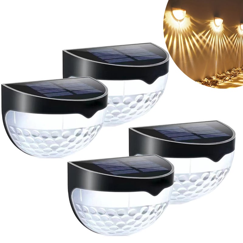 Paquet de 4 lampes solaires de pont, appliques murales solaires, éclairage d'extérieur étanche ...