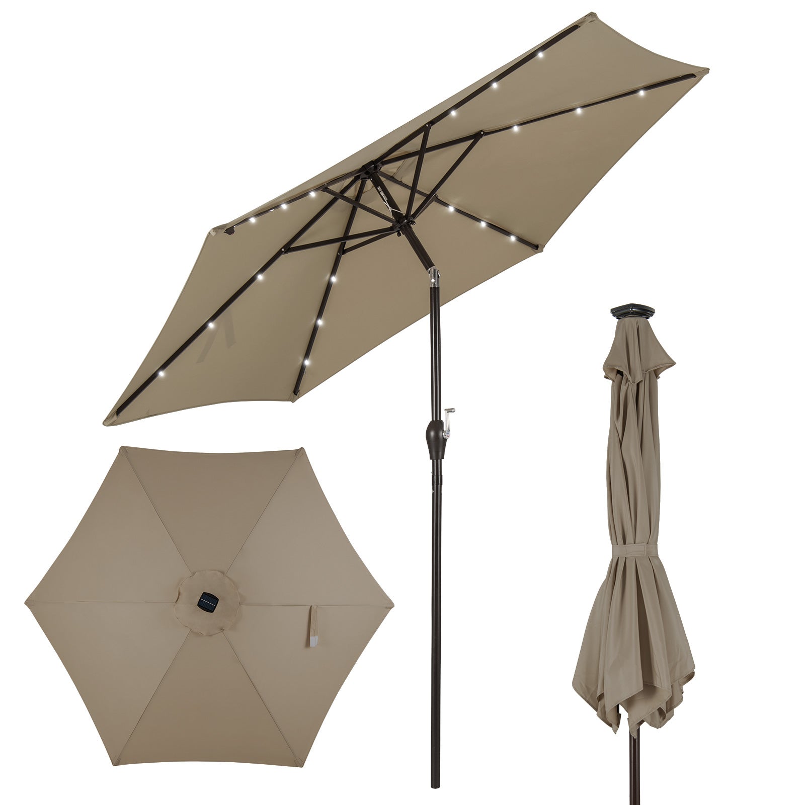 COSTWAY Ø270 cm Sombrilla Terraza Exterior, Parasol Terraza Exterior ...