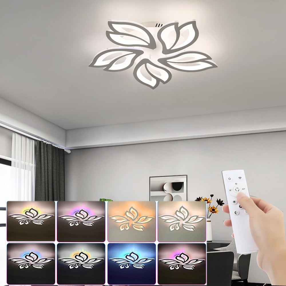 Lámpara de techo LED de 54 W con retroiluminación RGB, regulable con ...
