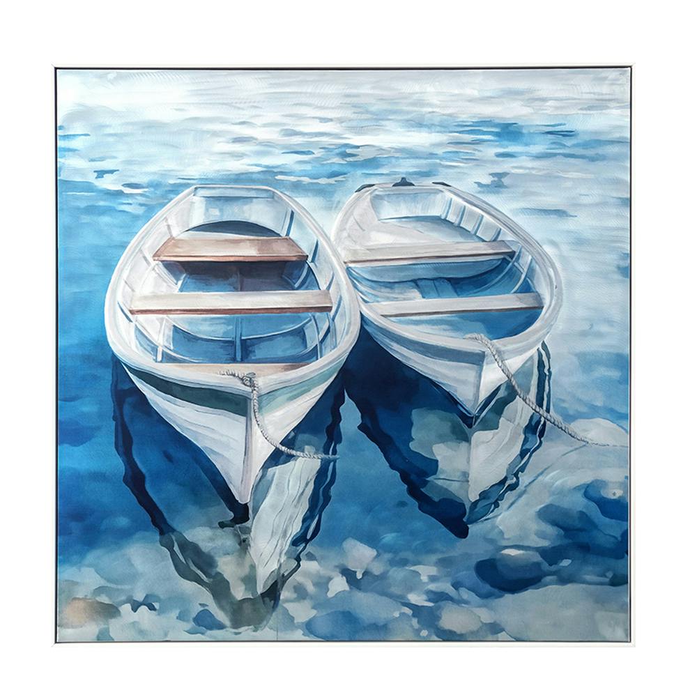 Tableau barques sur eau calme 80x80 cm | Leroy Merlin