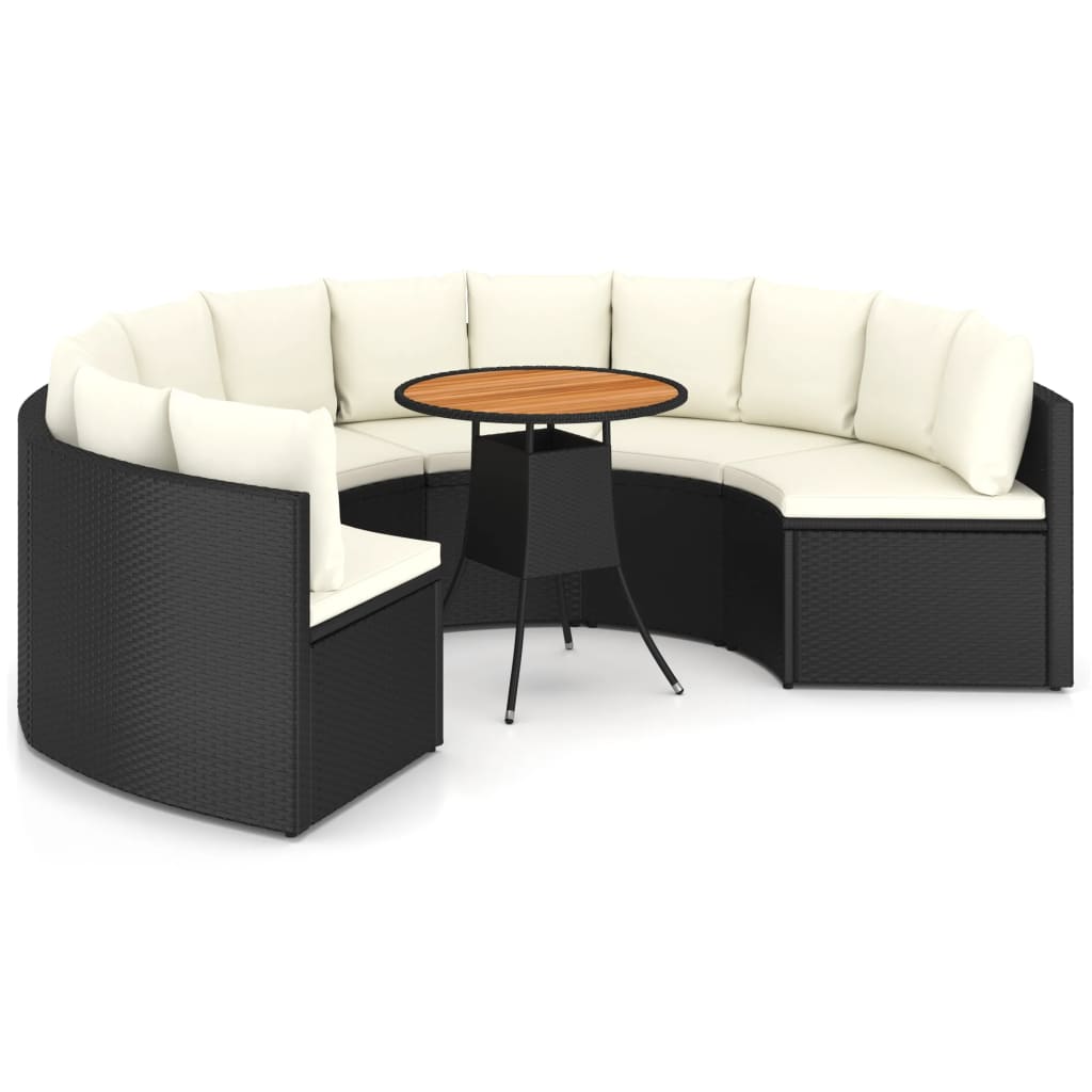 Salon de jardin 7 pcs avec coussins Résine tressée Noir 41 | Leroy Merlin