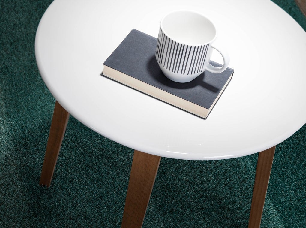 Table d'appoint bois blanc et bois plaqué noyer Manzu | Leroy Merlin