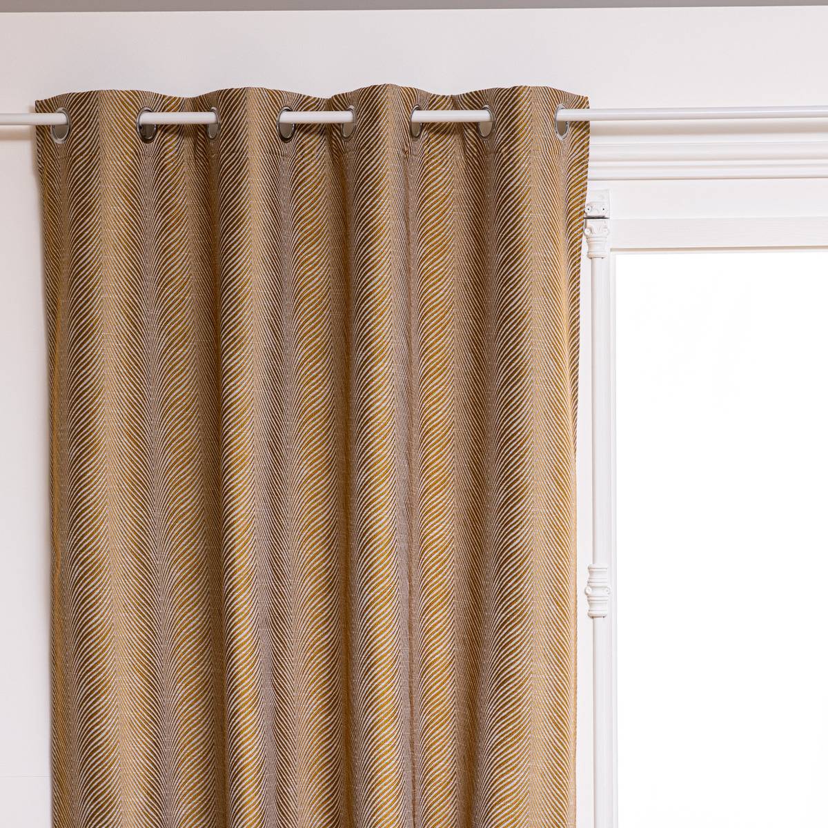 Rideau occultant "Dana" en métal 140x240cm jaune ocre jacquard ...