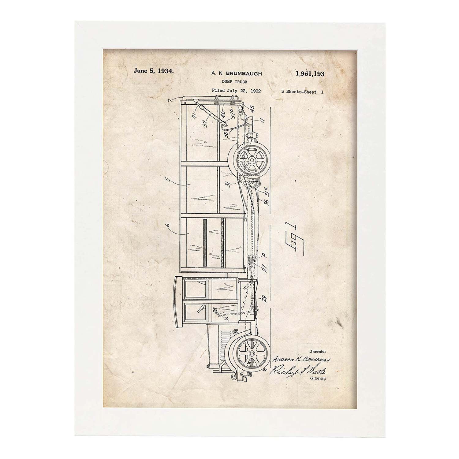 Garbage Truck Patent Poster Sheet Con Vecchio Design Di Brevetto A3 ...