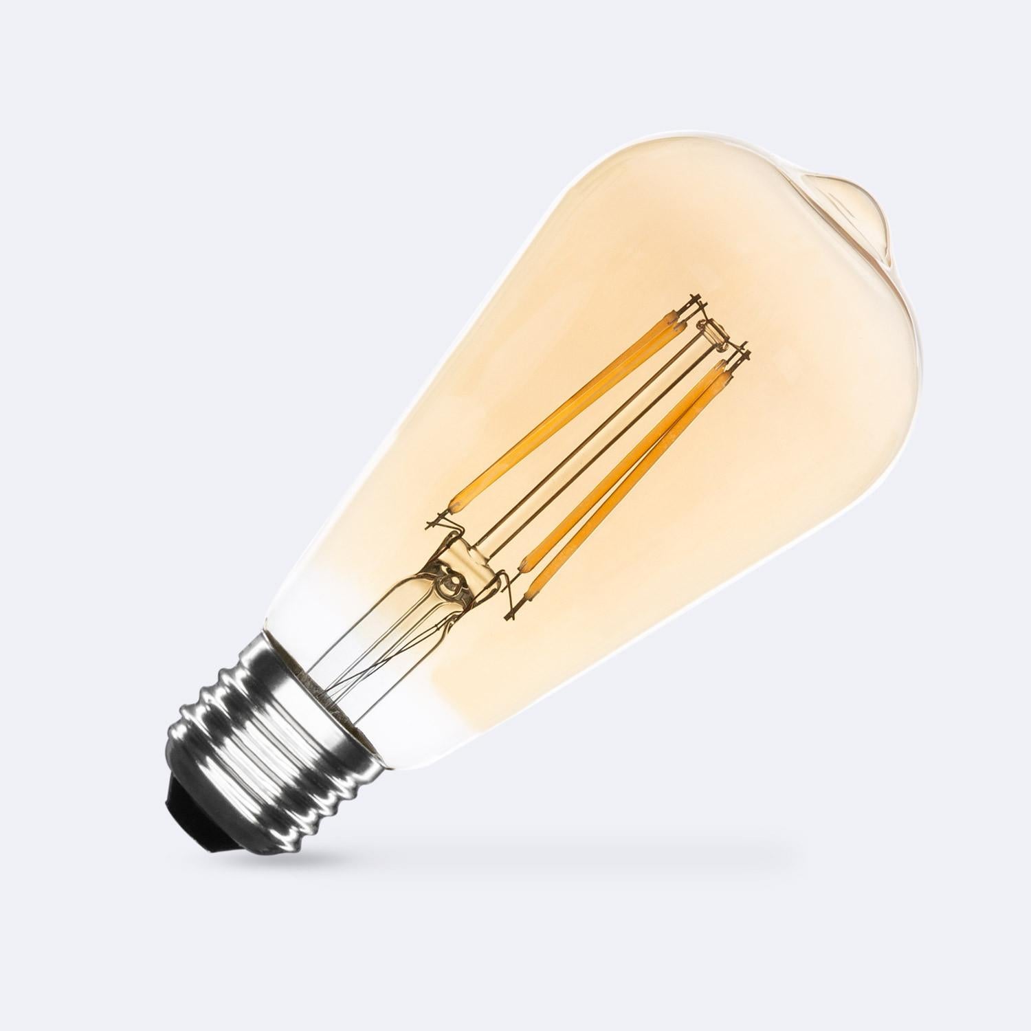 Ampoule LED Filament E27 8W 750 lm Dimmable ST64 Gold No Flicker 2700K Blanc chaud | Leroy Merlin