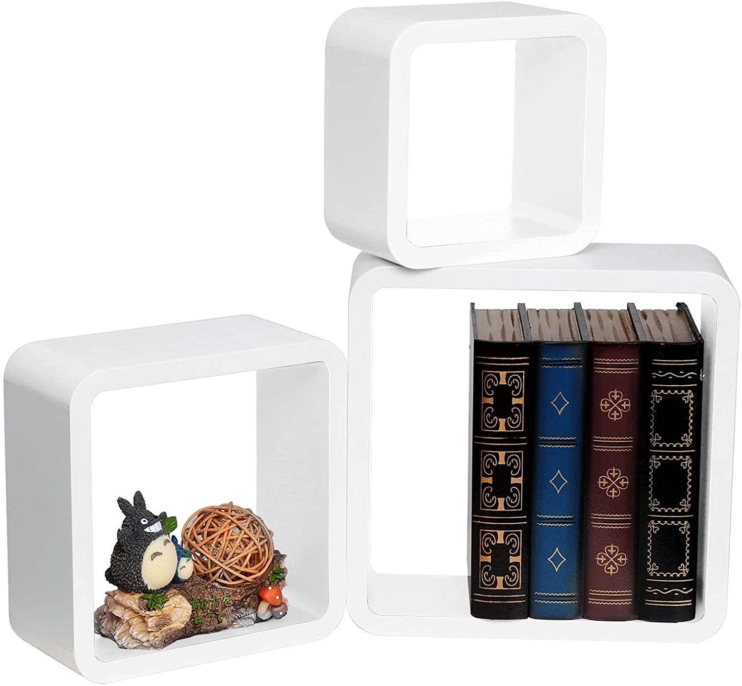 WOLTU Lot de 3 Étagère Murale en Bois MDF,étagère Cube de CD,Stockage ...