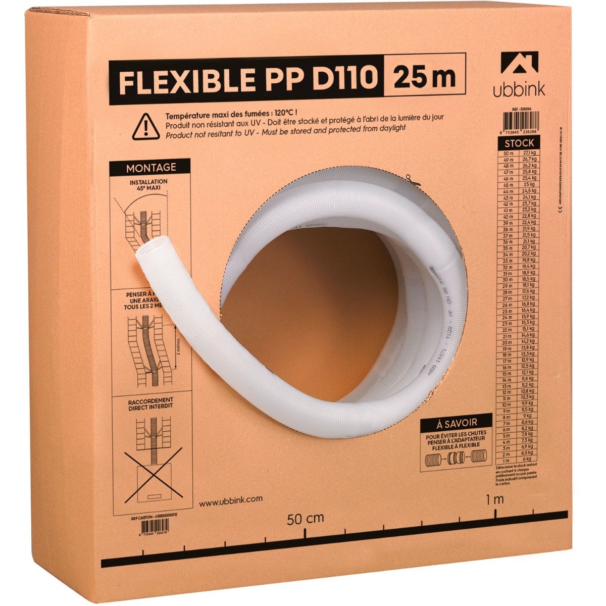 Conduit flexible D110mm PPTL Renolux Chemilux Condensation 1M | Bricoman