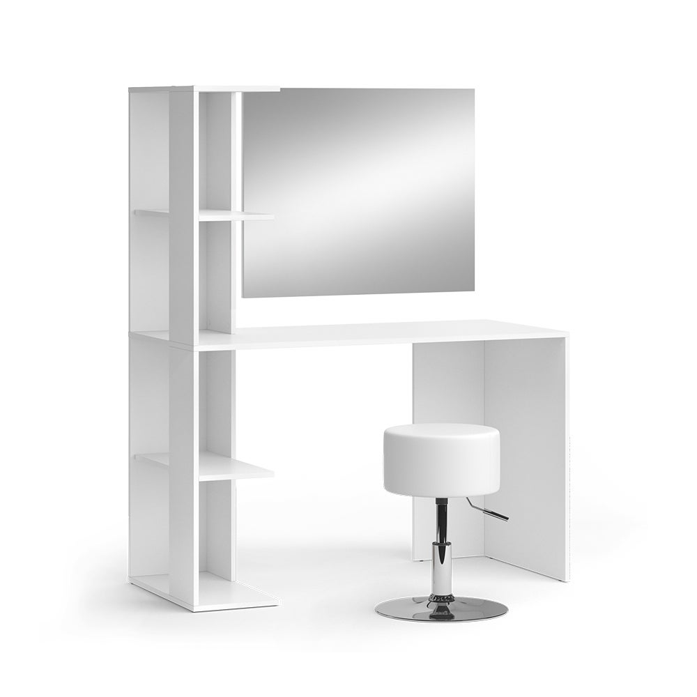 Vicco Coiffeuse Tower, Blanc, 122.2cm avec miroir et tabouret | Leroy ...