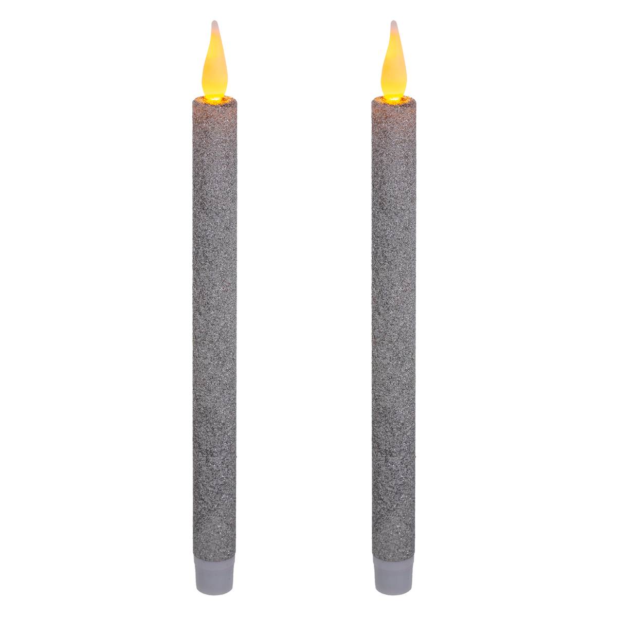 Velas altas de LED "Colorama de Noël", juego de 2 velas plateadas ...