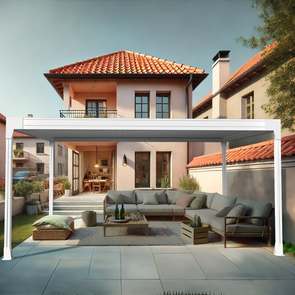 KOKOON 3 - Pérgola bioclimática autoportante (Blanco - 4,50m x 3,050m) | Leroy Merlin