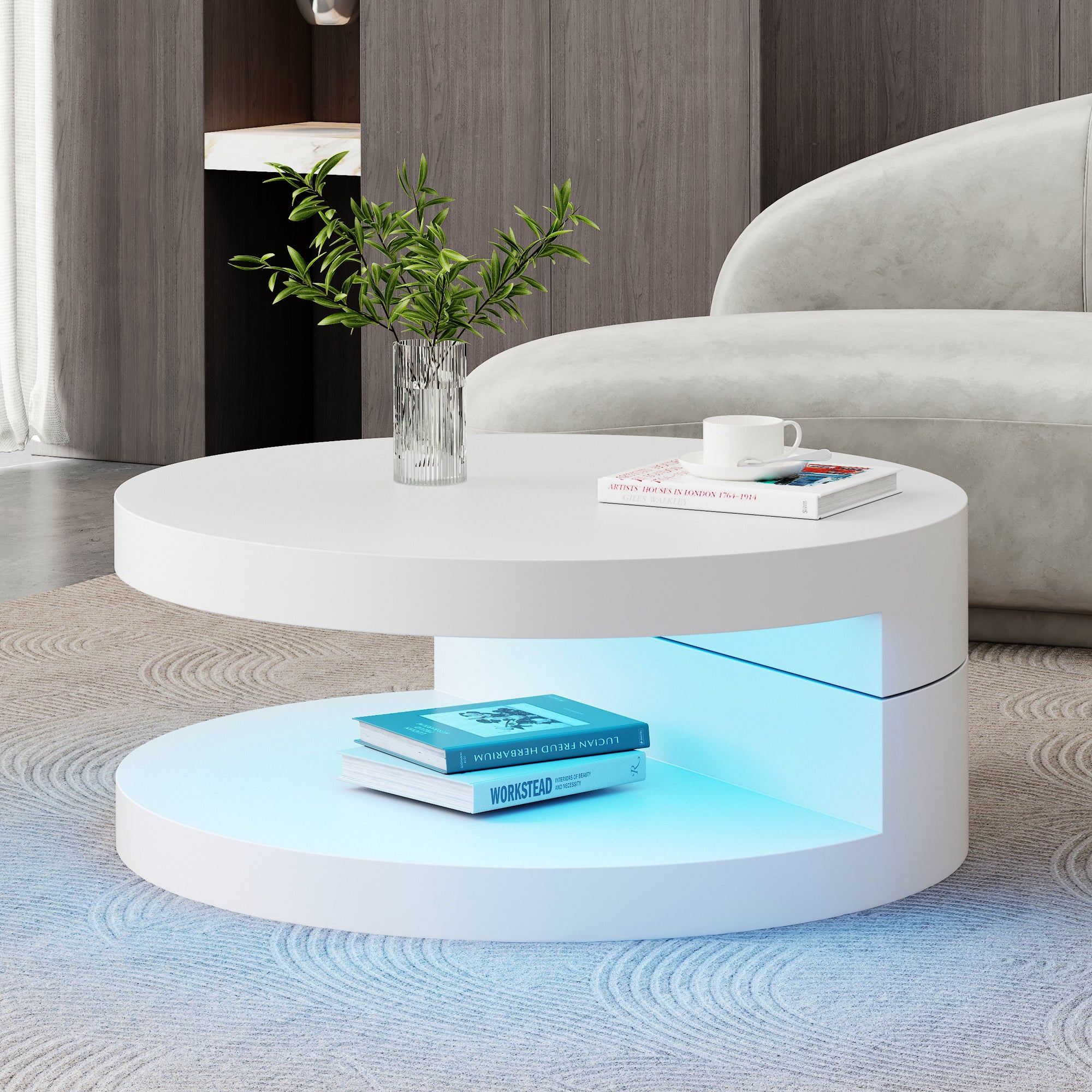 Table Basse Moderne - Meuble de Salon Blanc avec Éclairage LED 16 ...