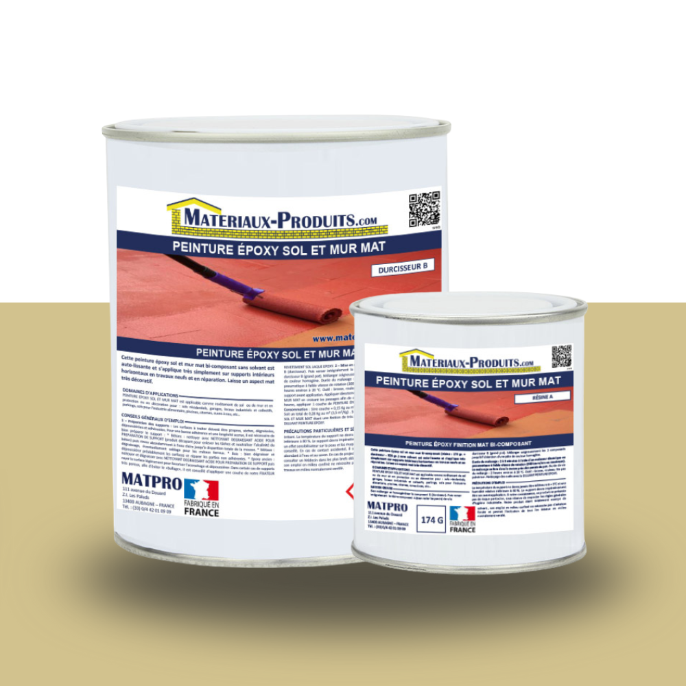 Peinture époxy sol et mur mat Kit de 2,5 Kg Jaune Sable RAL 1001 ...