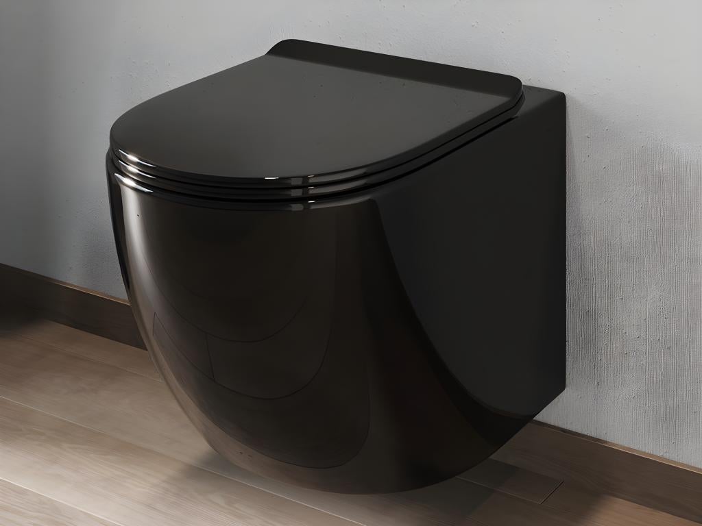Inodoro suspendido negro brillante de cerámica sin brida - JAVOINE ...