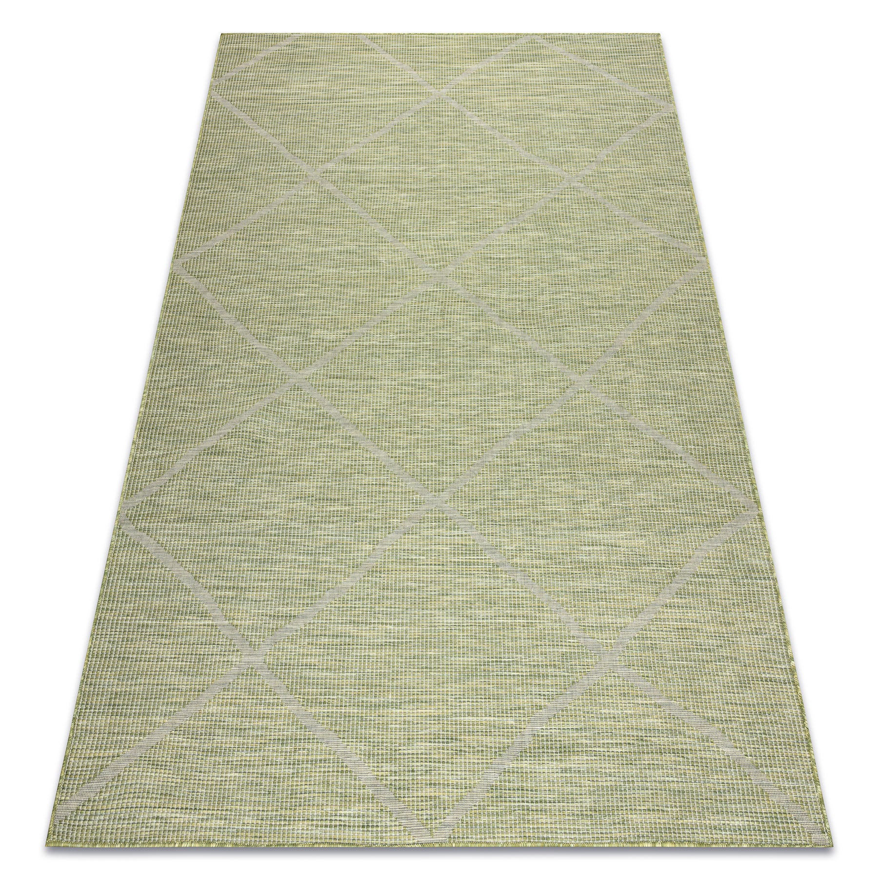 Tapis SIZAL PATIO 3075 diamants tissé à plat vert / beige 117x170 cm ...