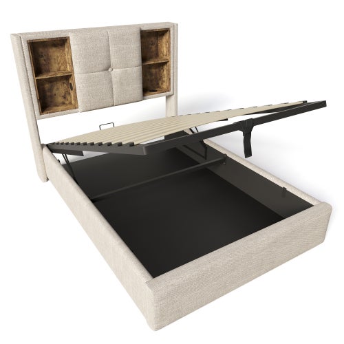 Lit individuel avec charge sans fil USB-C, lit rembourré 90x200 cm ...