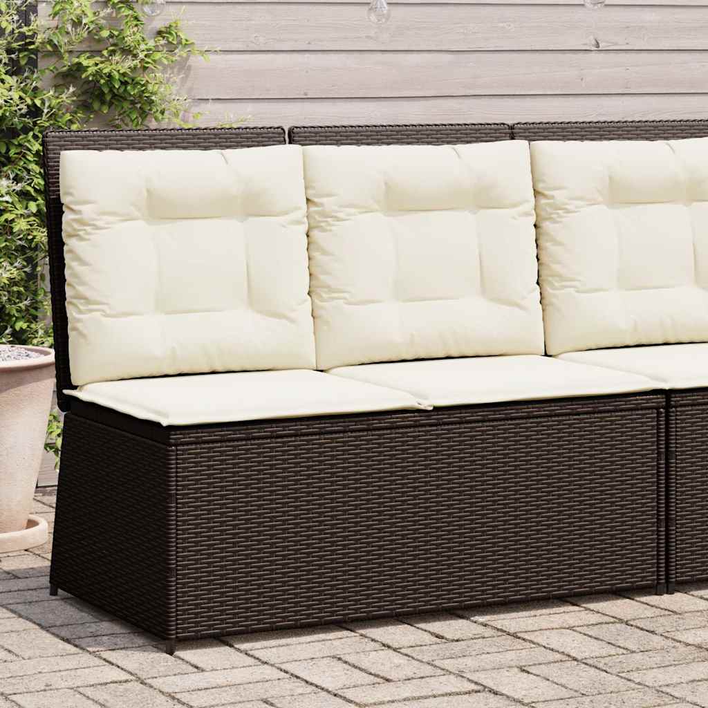 Banc inclinable de avec coussins marron résine tressée | Leroy Merlin