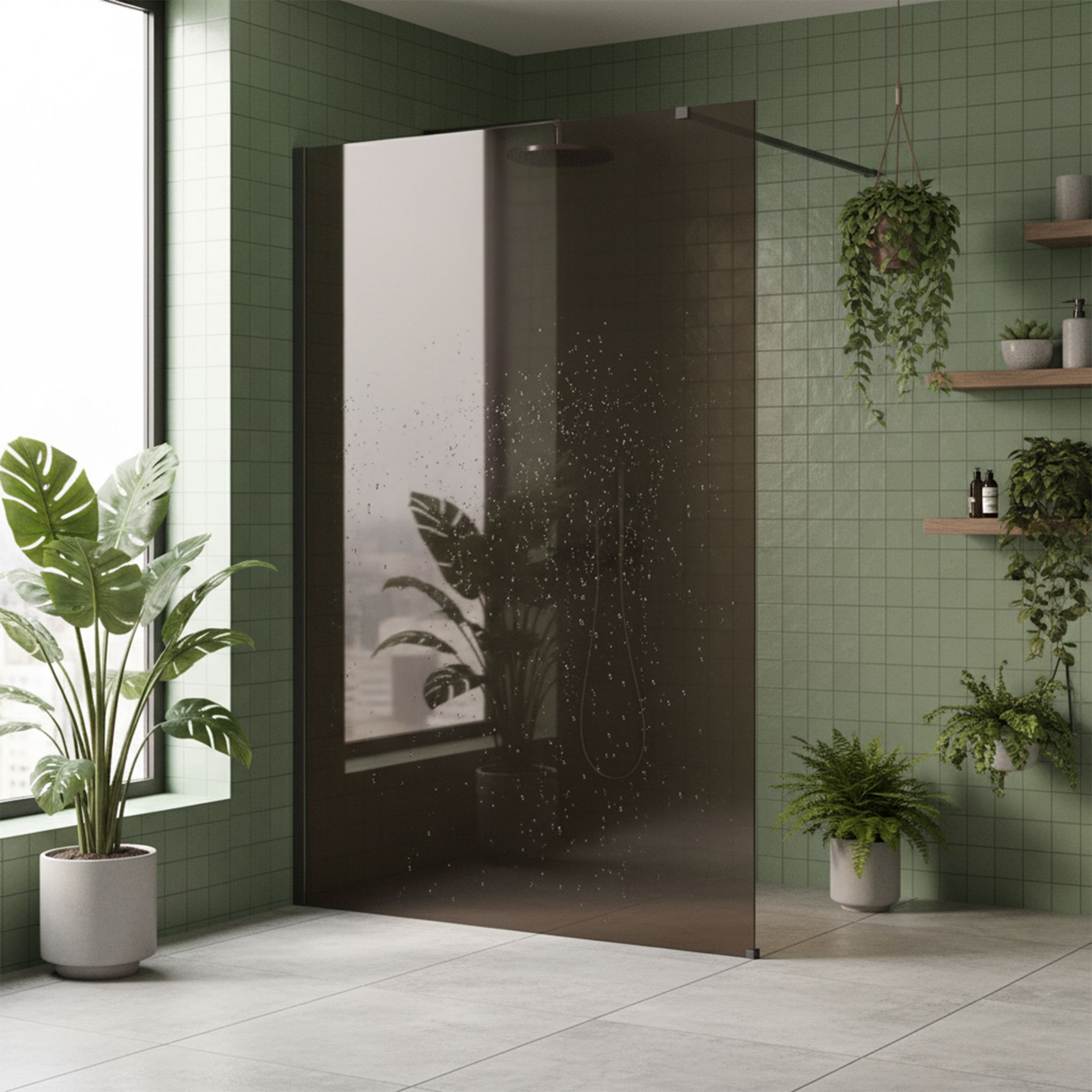 PARED DE LA DUCHA REA FLEXI BROWN TITANIUM 140 | Leroy Merlin
