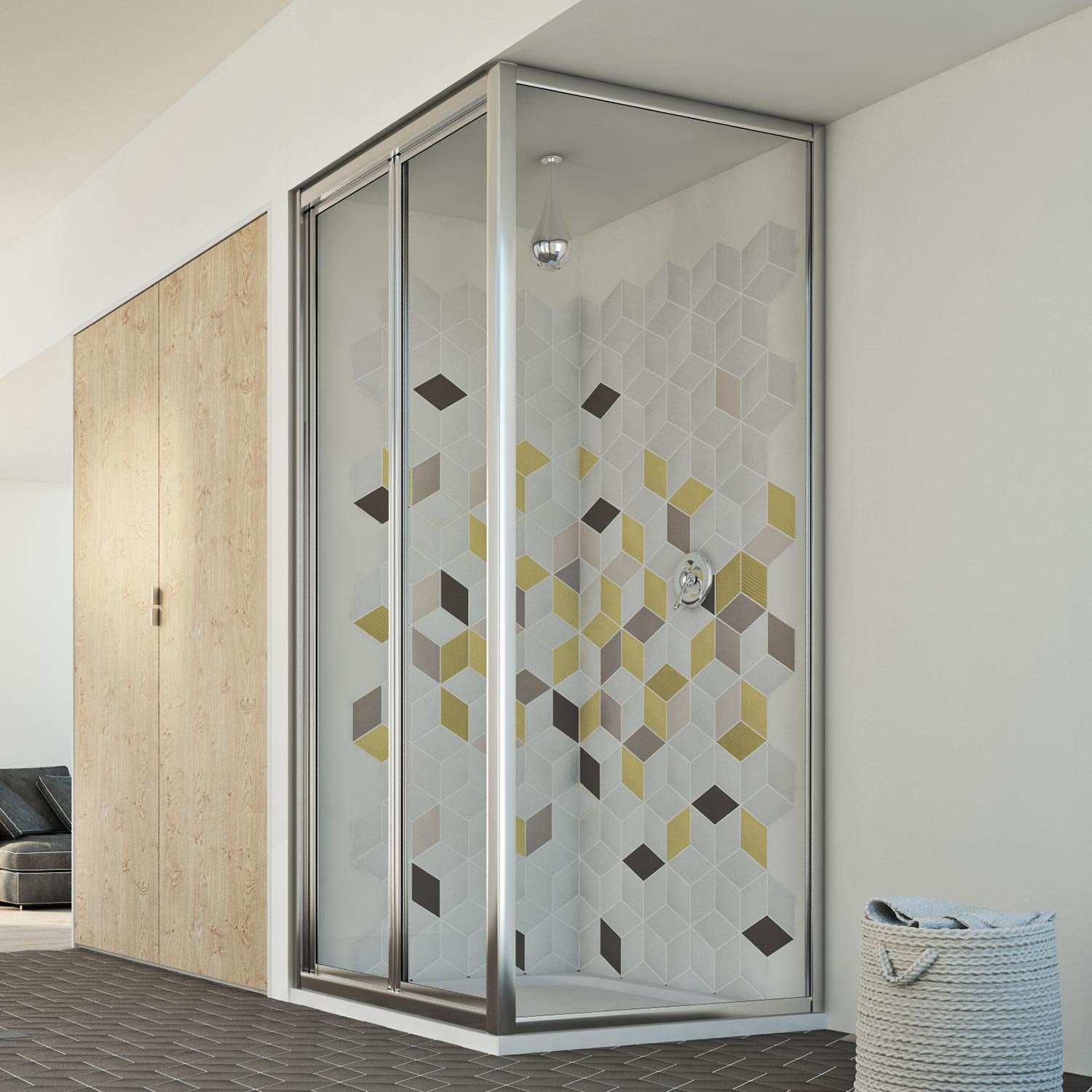 Cabine douche 90x100 Ouv. 100 CM 198 Transparent mod. Urban Duo | Leroy ...