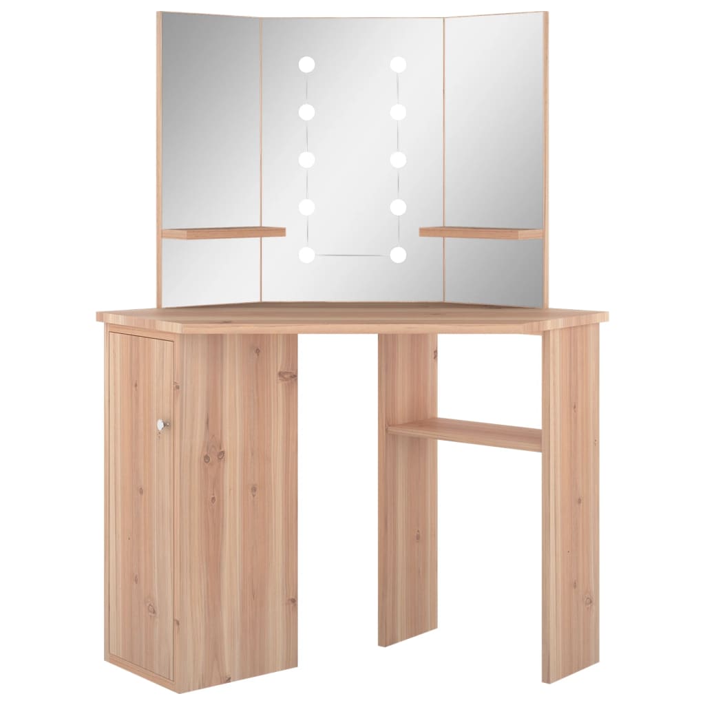 Coiffeuse d'angle avec LED en chêne 111x54x141,5 cm | Leroy Merlin