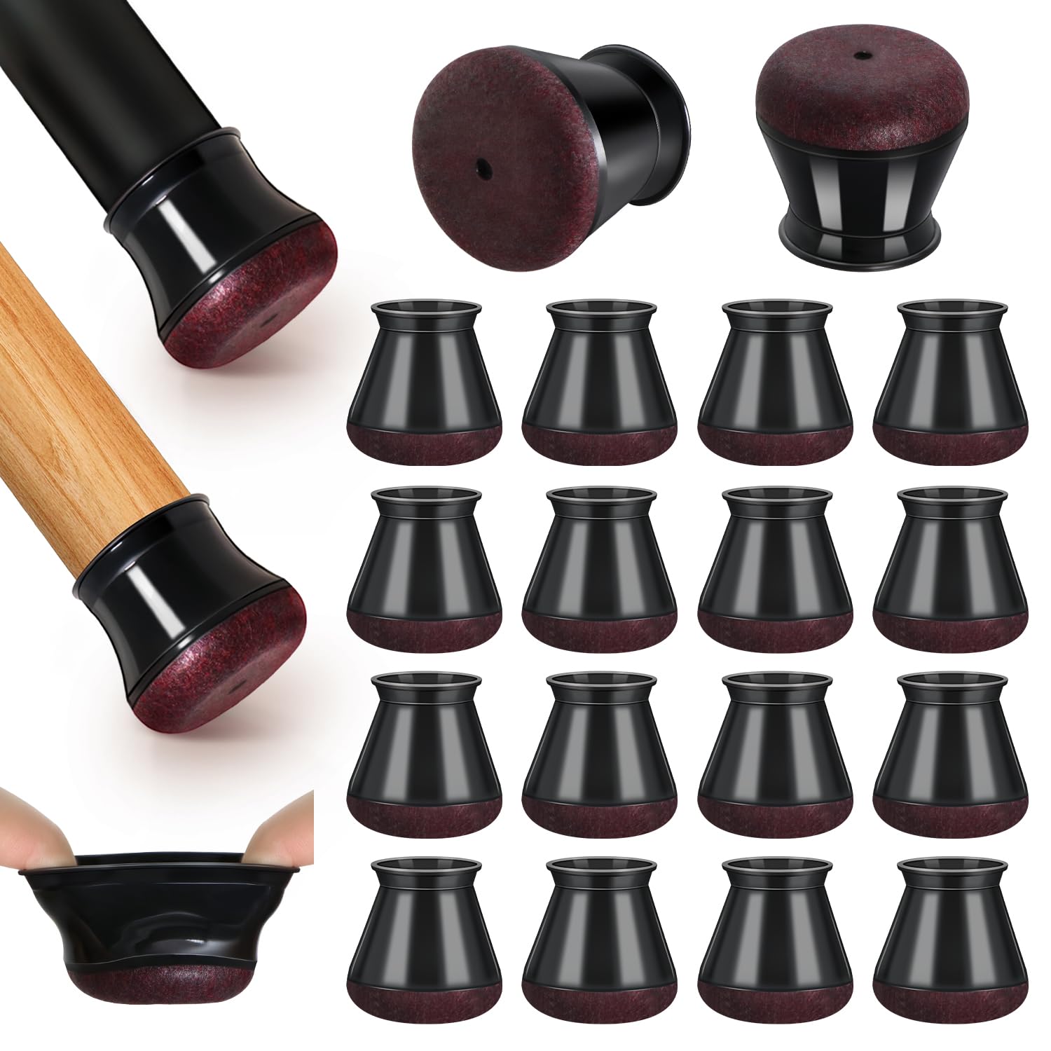 Protection Pied de Chaise, Patins pour Chaises en Silicone avec Feutre ...