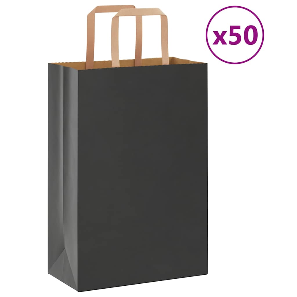 Sacs en papier kraft 50 pcs，Sacs kraft avec poignées noir 21x11x31 cm ...