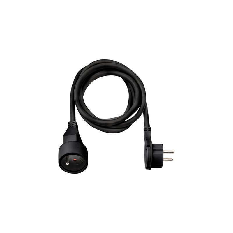 Rallonge Électrique - 2m - H05vv-f 3g1,5 - Fiche Plate - Noir | Leroy ...