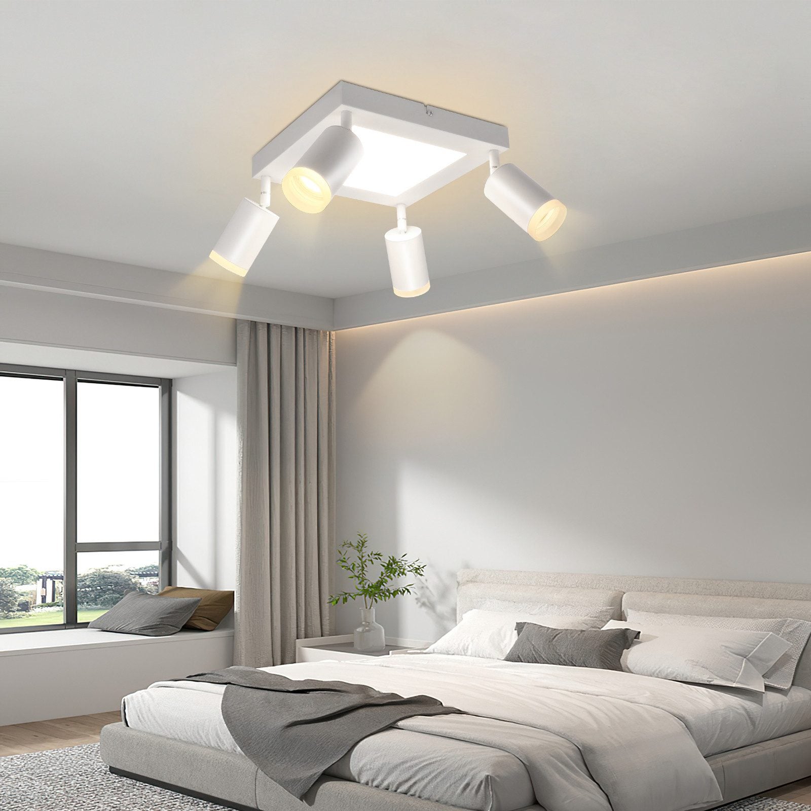 NETTLIFE Foco de techo 4 bombillas cuadradas 3000K GU10 fácil ...