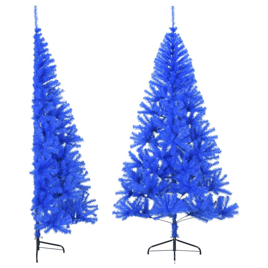Demi sapin de No?l artificiel avec support Bleu 240 cm PVC | Leroy Merlin