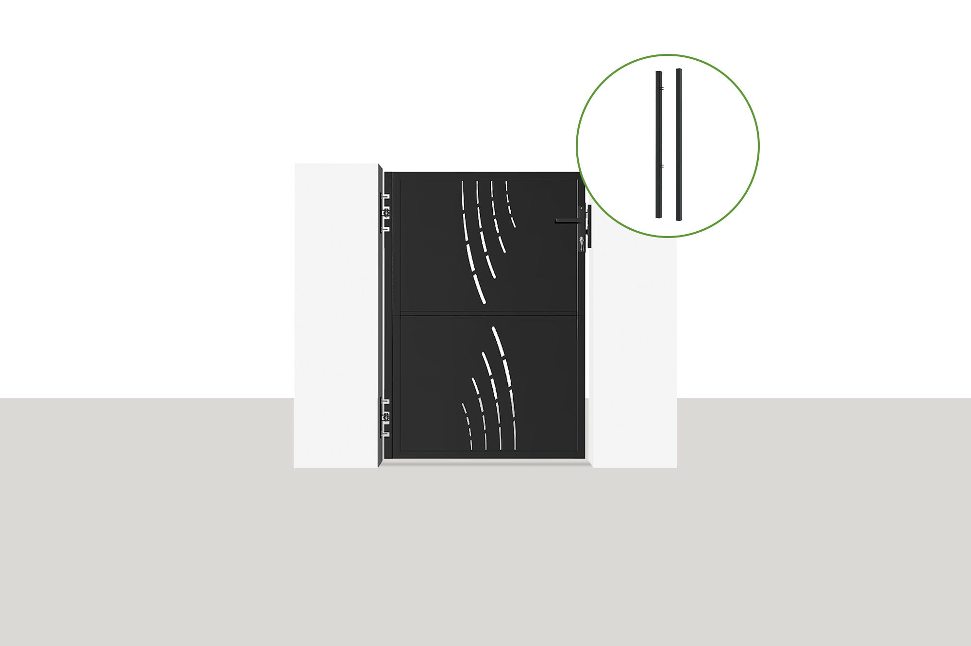 Portillon acier 1M NALI VELETA H.140cm Noir mat + 2 poteaux acier DARIO ...