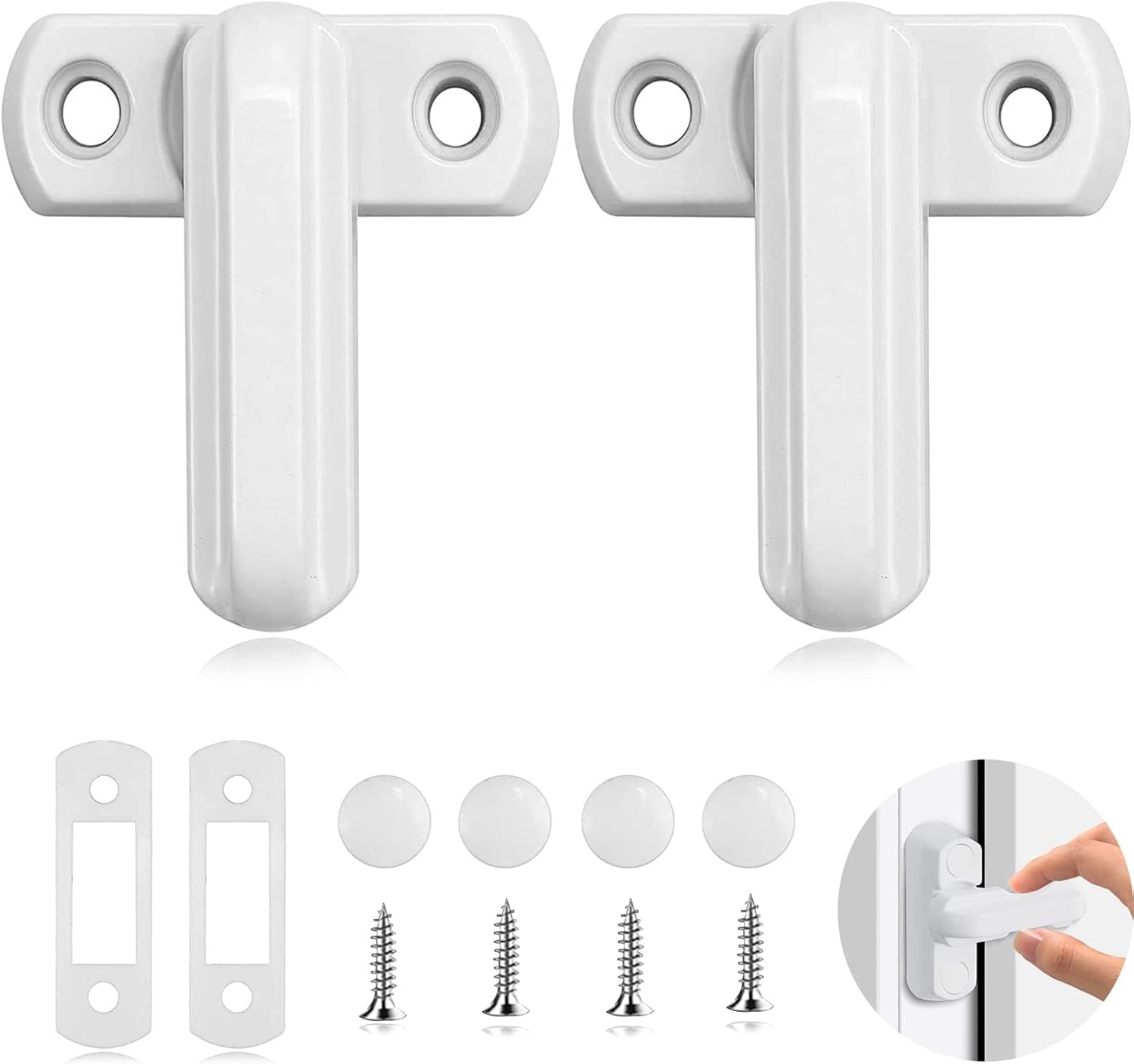 2 Pcs Serrure de fenêtre Blanc, Serrures Loquets Bloque, Serrures ...