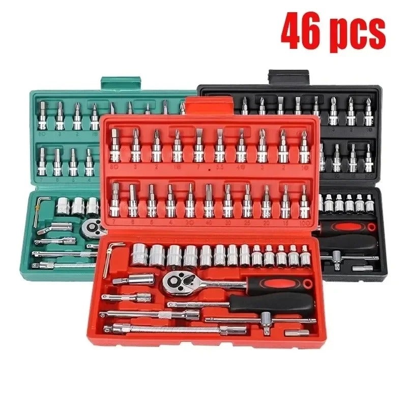 KAKET Kit Outils Réparation Voiture 46 Pièces – Clé à Cliquet 1/4" avec ...