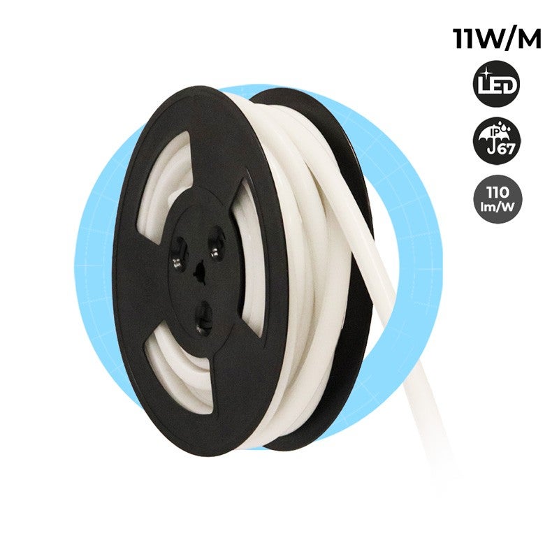 Neon Flex LED 24V DC - 12x12mm - 10 metri - Kit completo - 11W/m - IP67 ...