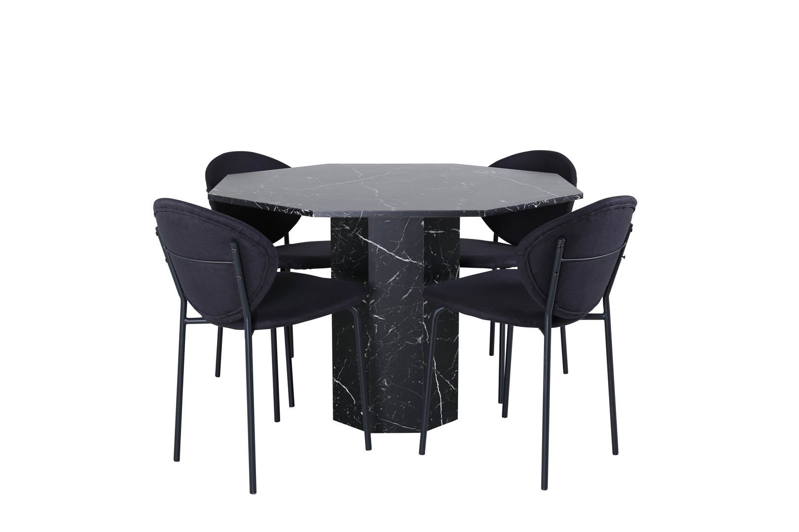 Marbs ensemble table, table noir marbre décor et 4 Vault chaises noir ...