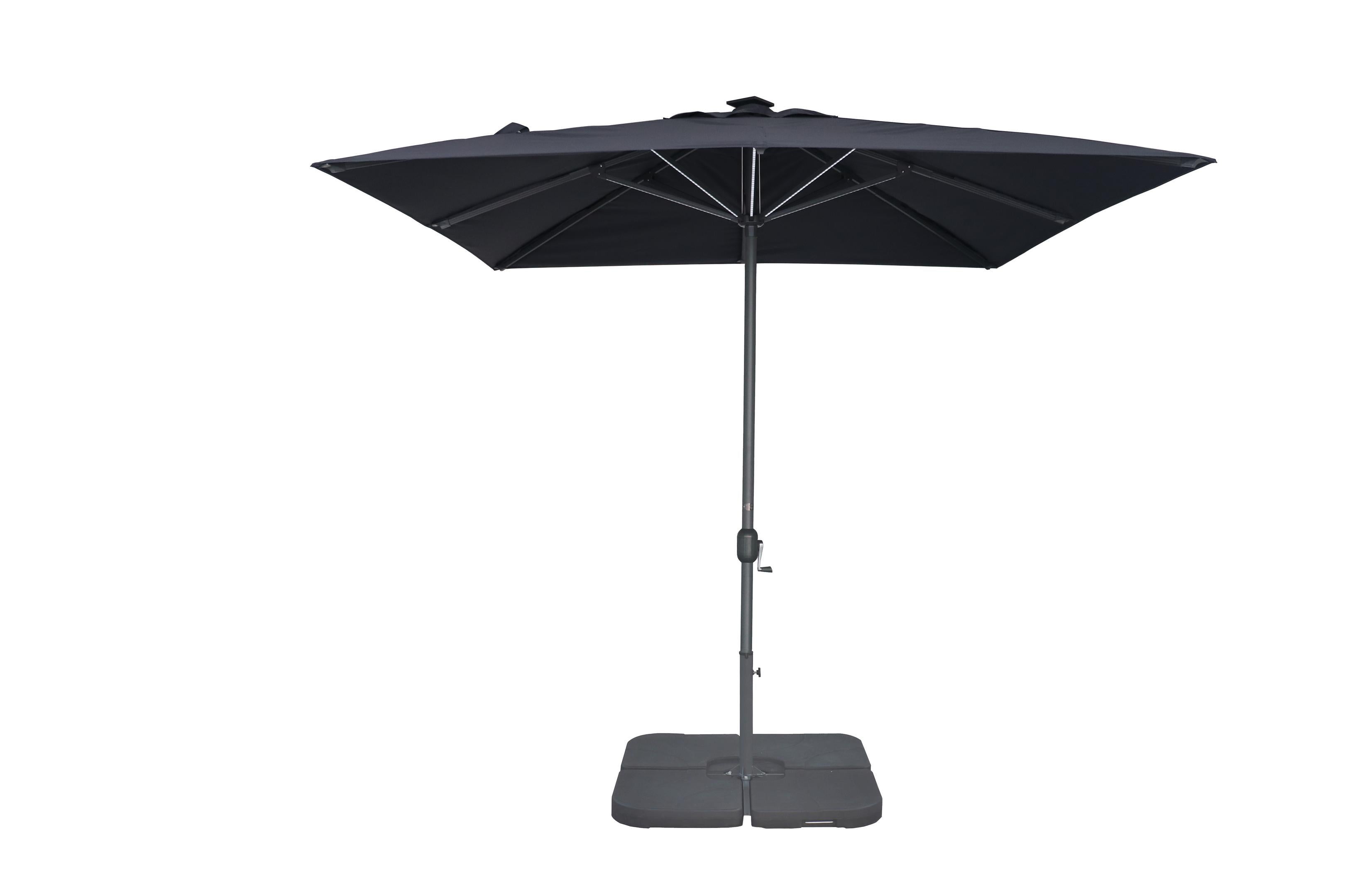 Parasol Anti Vent Central avec système LED et panneau solaire 3x3m Gris ...