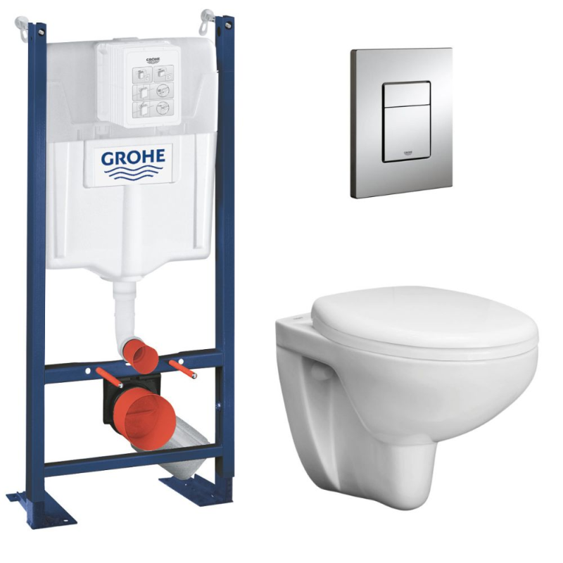 Grohe Pack WC Bâti support Grohe Rapid SL + Cuvette sans bride Grohe ...