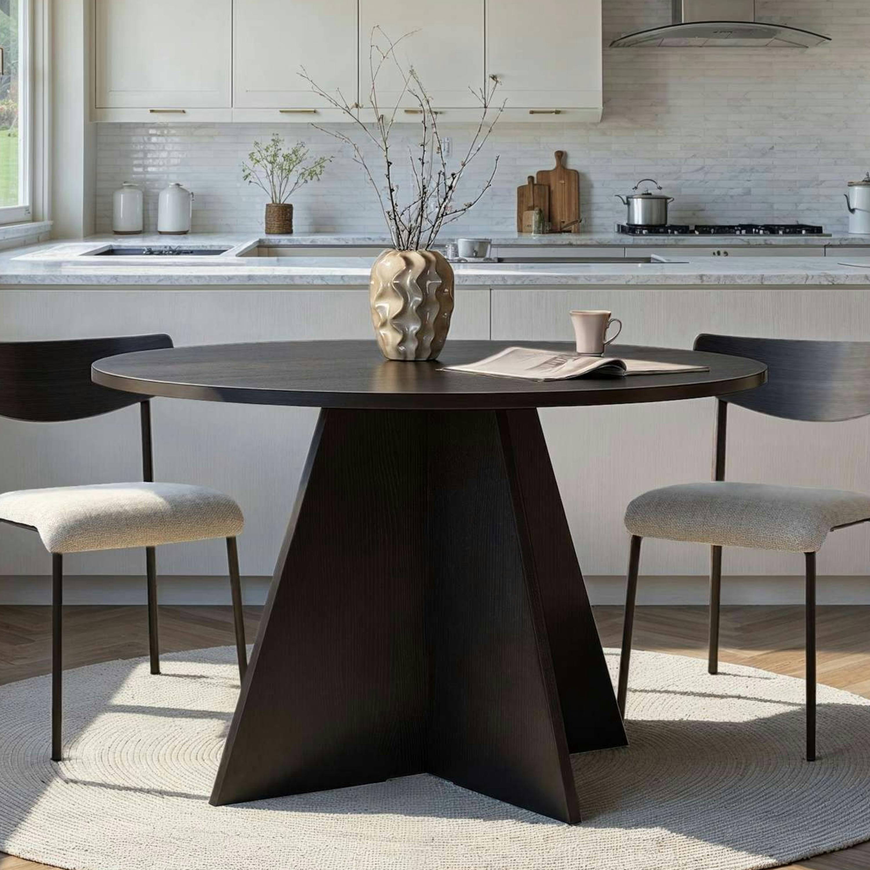 Table à manger ronde noire effet bois Ø120 cm MARFA | Leroy Merlin