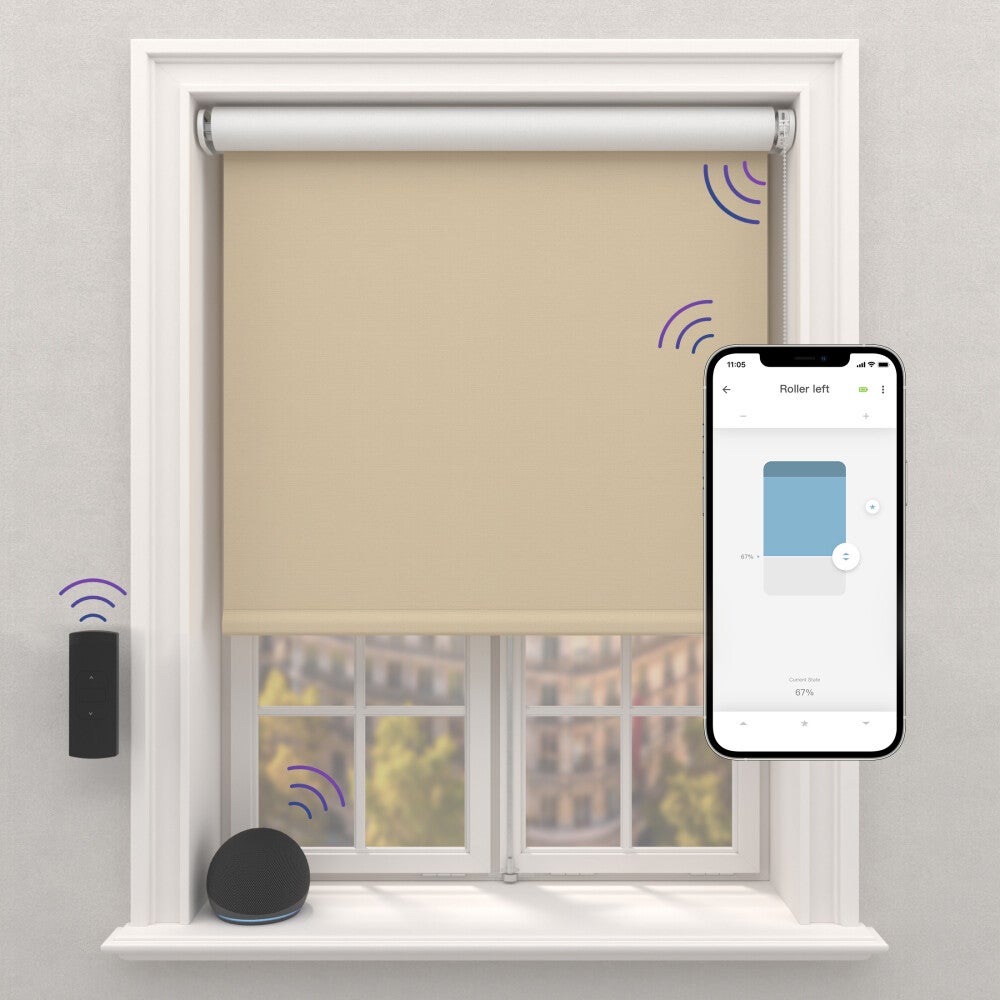 Store enrouleur motorisé occultant - Beige - l.120 x h.190 cm | Leroy ...